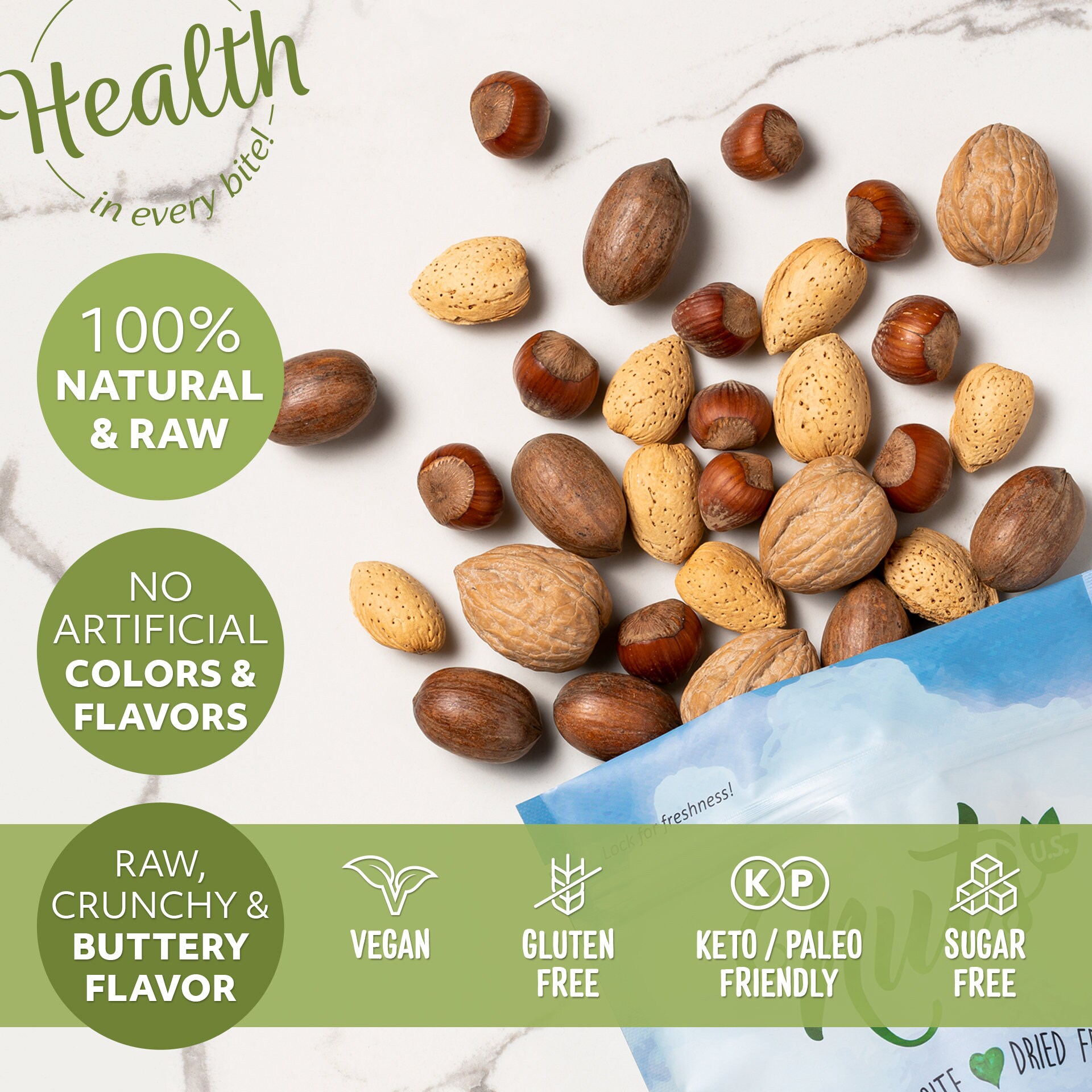 NUTS U.S. Mixed Nuts in Shell almonds, Walnuts, Hazelnuts, Pecans No ...
