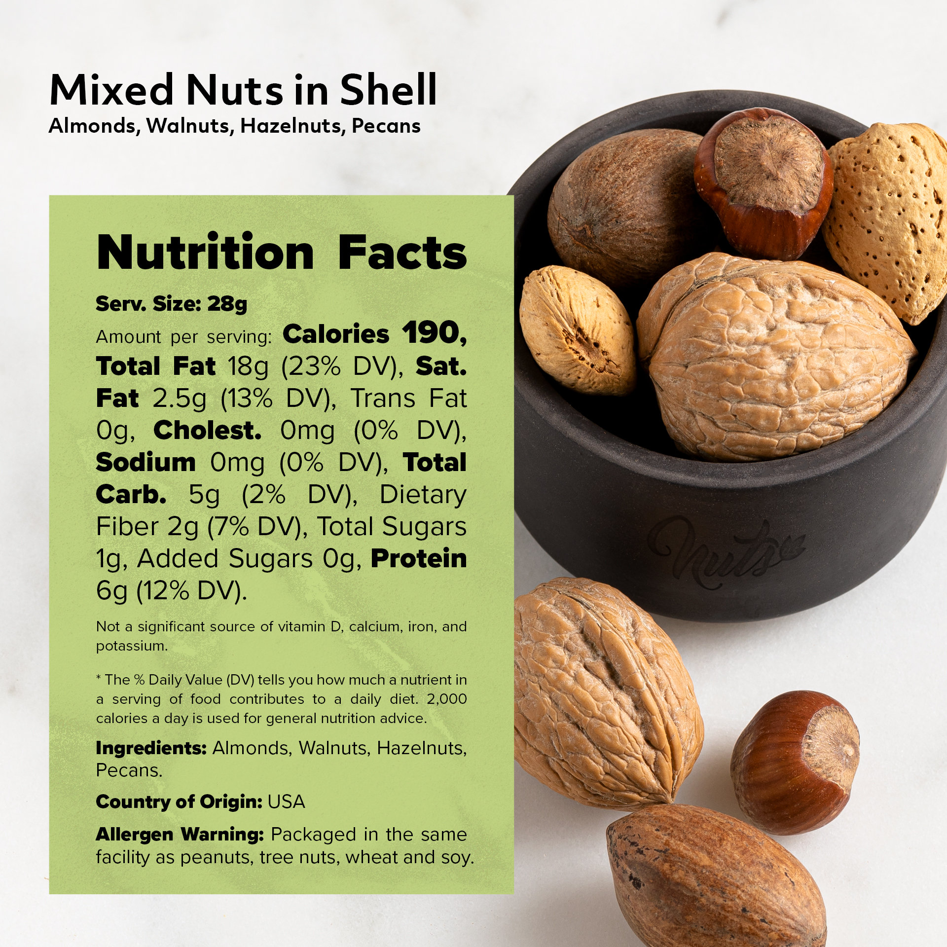 NUTS U.S. Mixed Nuts in Shell almonds, Walnuts, Hazelnuts, Pecans No ...