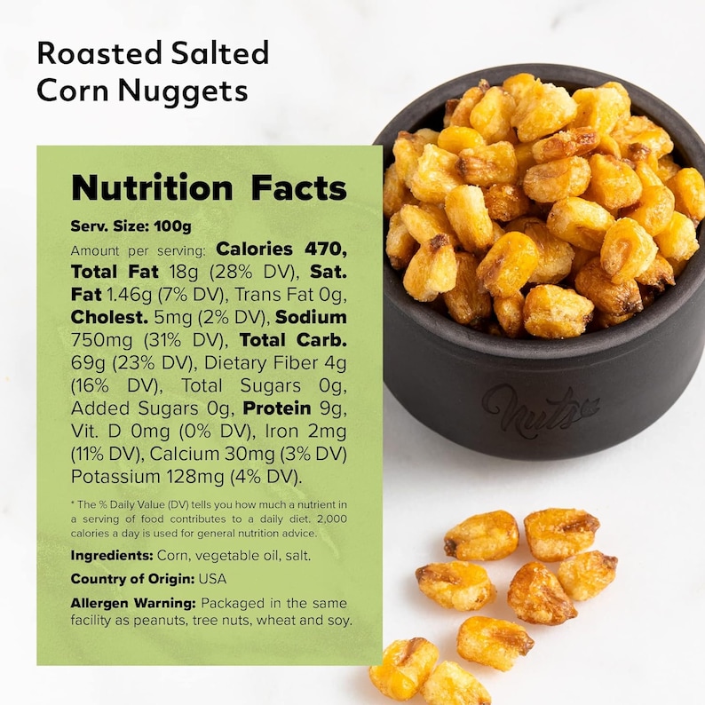 NUTS U.S. Roasted and Salted Corn Nuggets No Artificial Colors ...