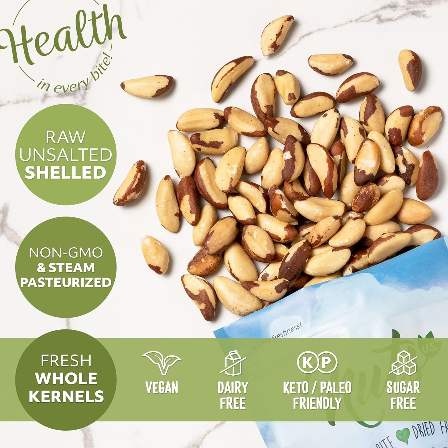 NUTS U.S. Brazil Nuts Shelled Whole Kernels Raw and Unsalted Non-gmo ...
