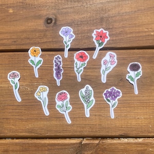 Birth Flower Sticker, Waterproof and Durable, Birth Month Stickers - Etsy