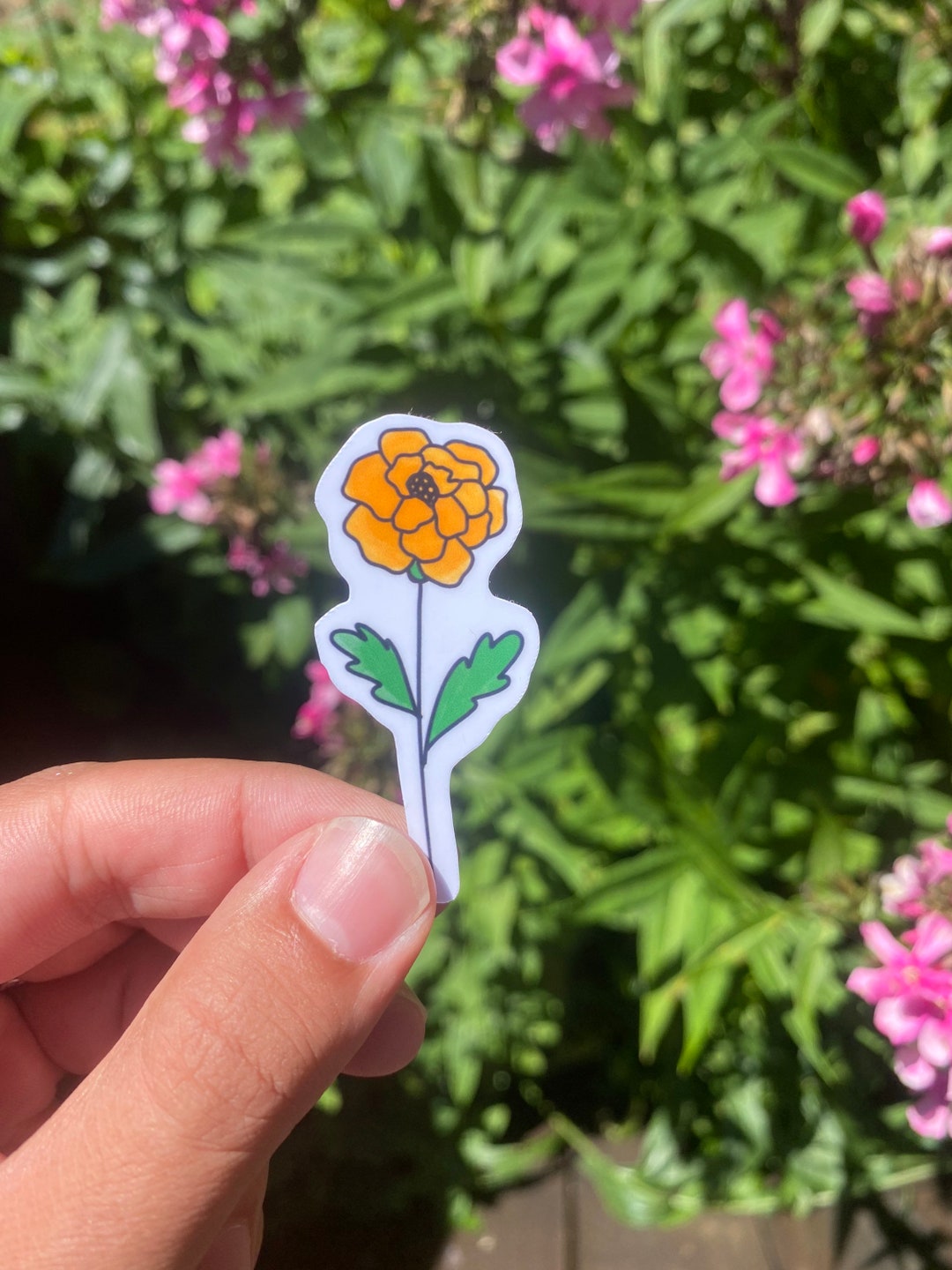 Marigold Sticker, October Birth Flower Sticker, Water Resistant and ...