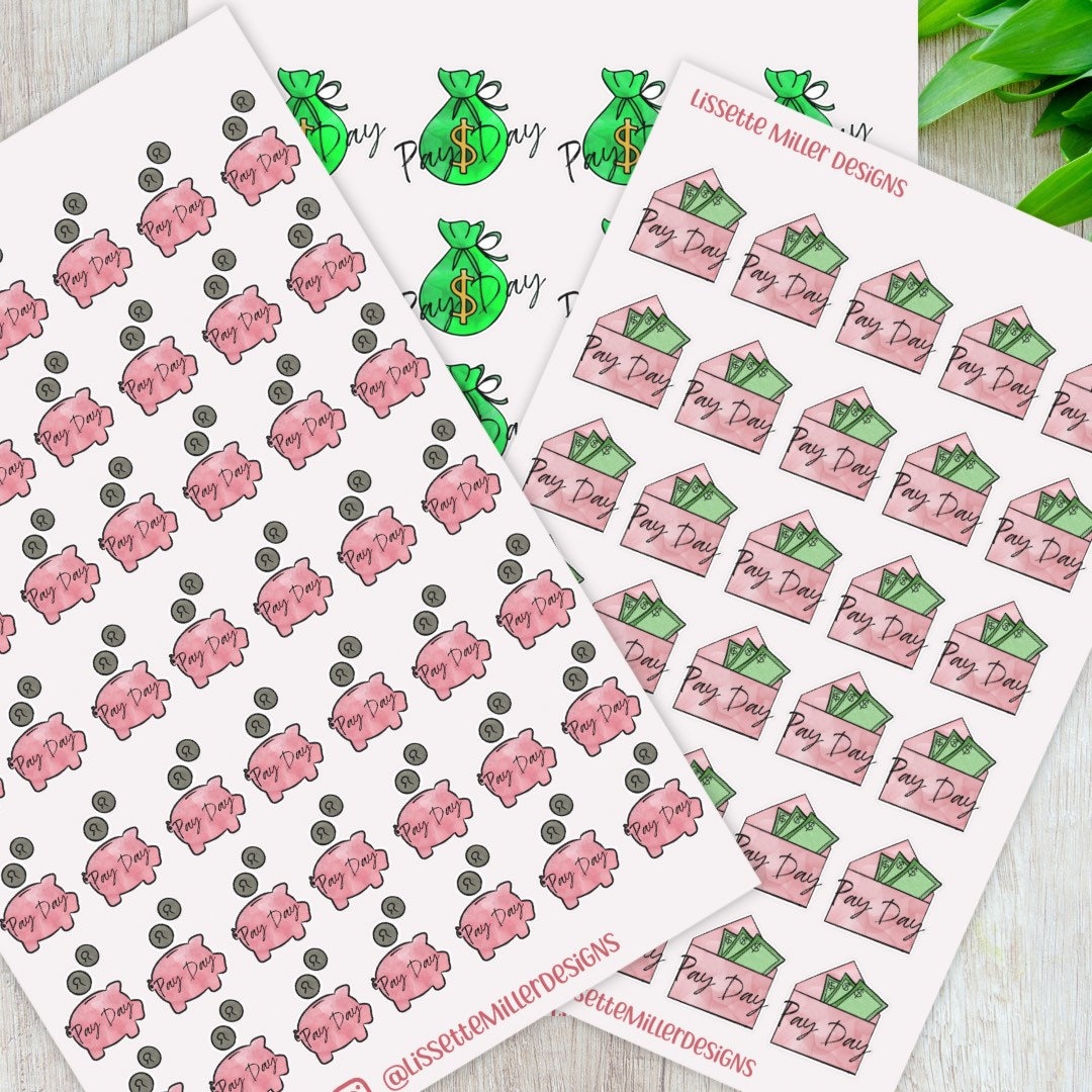 Payday Planner Sticker Sheet: Money Envelope, Bag, Piggy Bank - Etsy