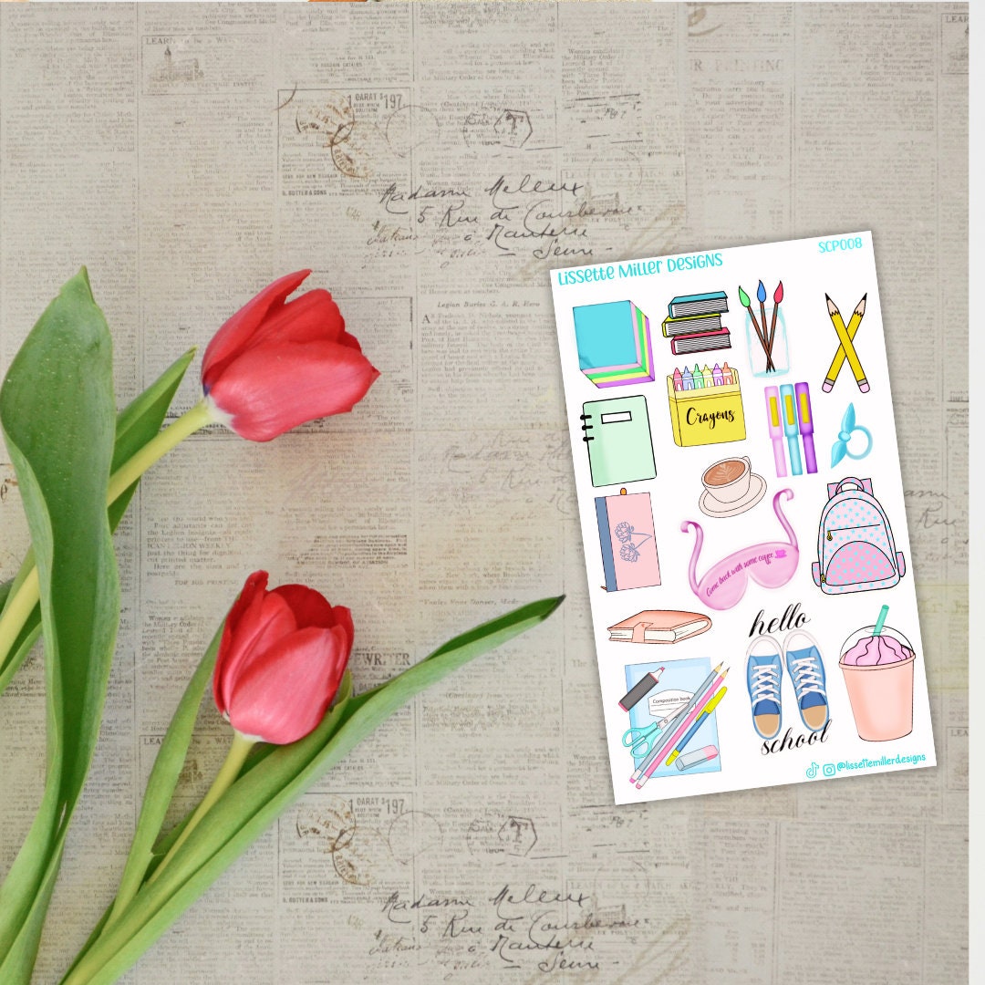 School Supplies Planner Sticker Sheet - Etsy