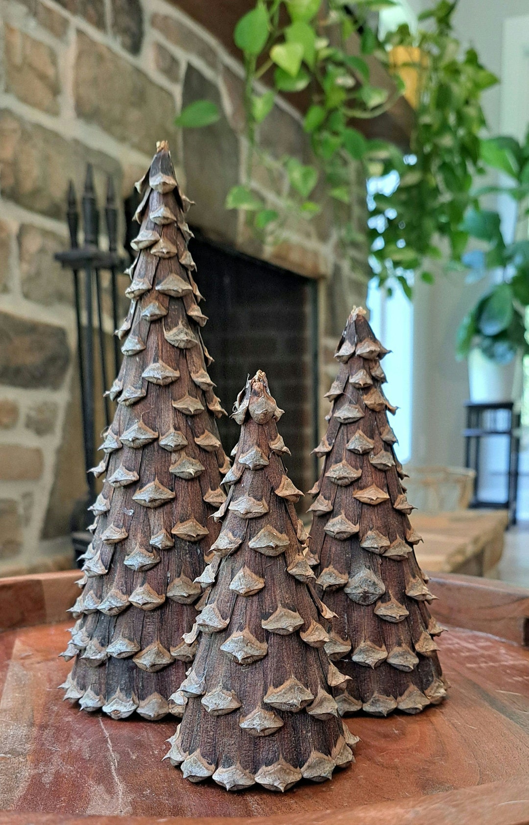 Handmade Pinecone Christmas Tree Set: Farmhouse Table Centerpiece - Etsy