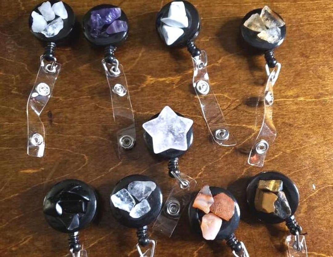 One Custom Designed Crystal Chip Badge Reel Hot Mess Crystal Badge ...