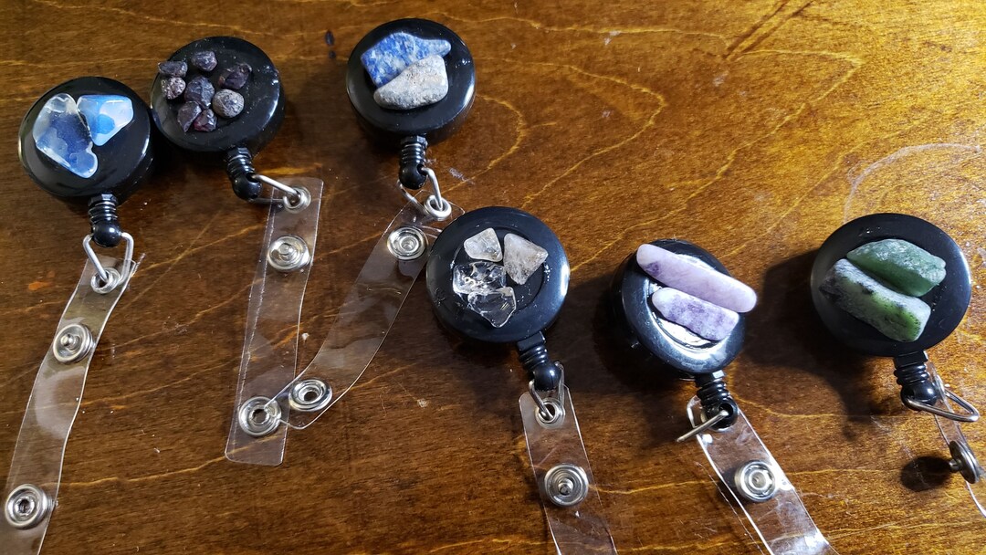 One (1) Personalized Crystal Chip Badge Reel Fashionable Decorative ...