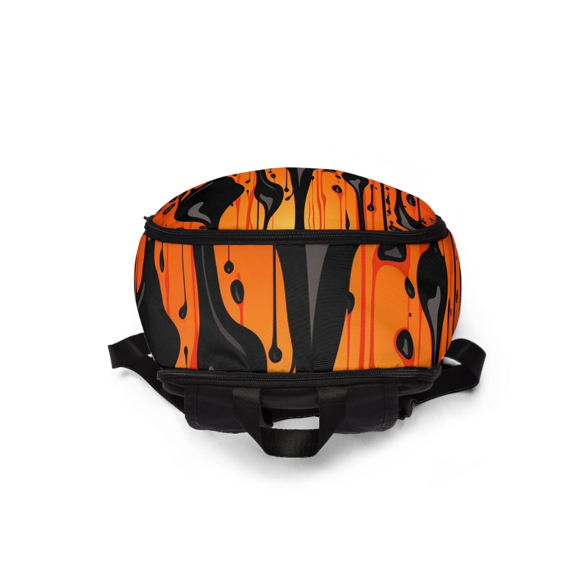 Orange and Black Drip Pattern Backpack Soft Nylon Lightweight ...