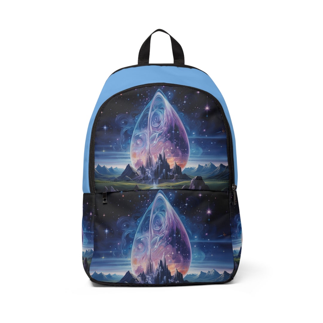 Crystal Tower Themed Fabric Backpack Trendy Gift for Crystal Lover Back ...