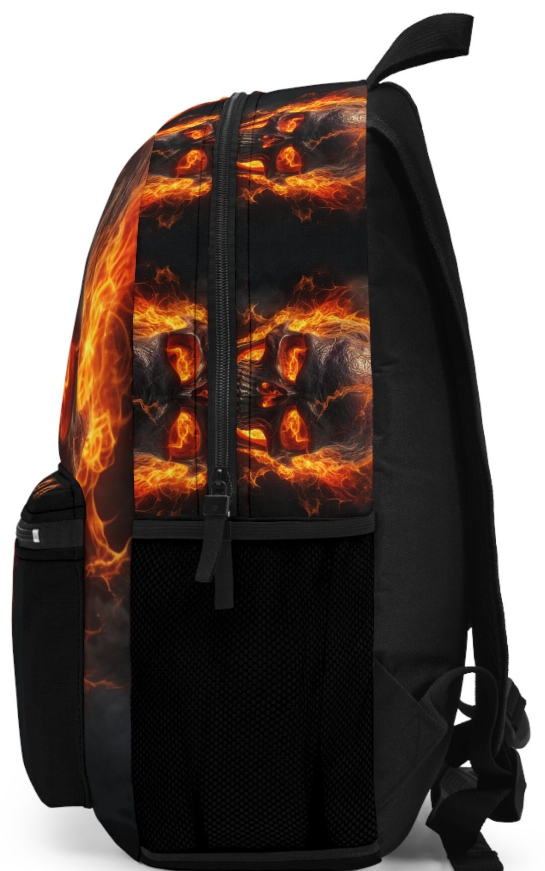 Custom Backpack Flaming Skull Horror Halloween Design Back to School ...