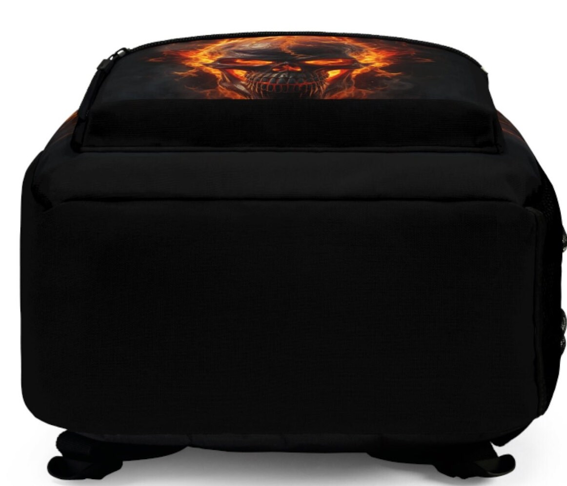 Custom Backpack Flaming Skull Horror Halloween Design Back to - Etsy