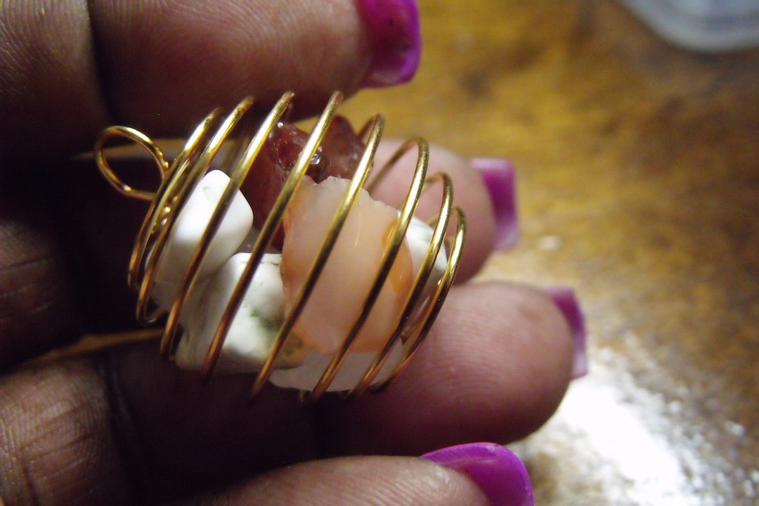 Gold Wire Caged Chip Zodiac Cancer Pendant With Black Wax Necklace ...