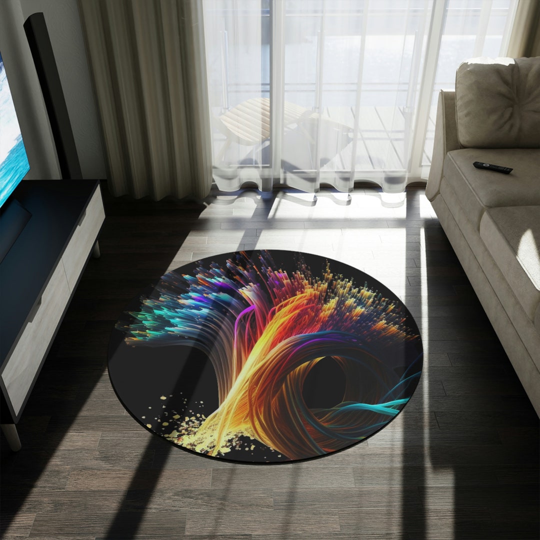 Fiber Optic Circular Accent Rug Home Decoration First Home Housewarming ...