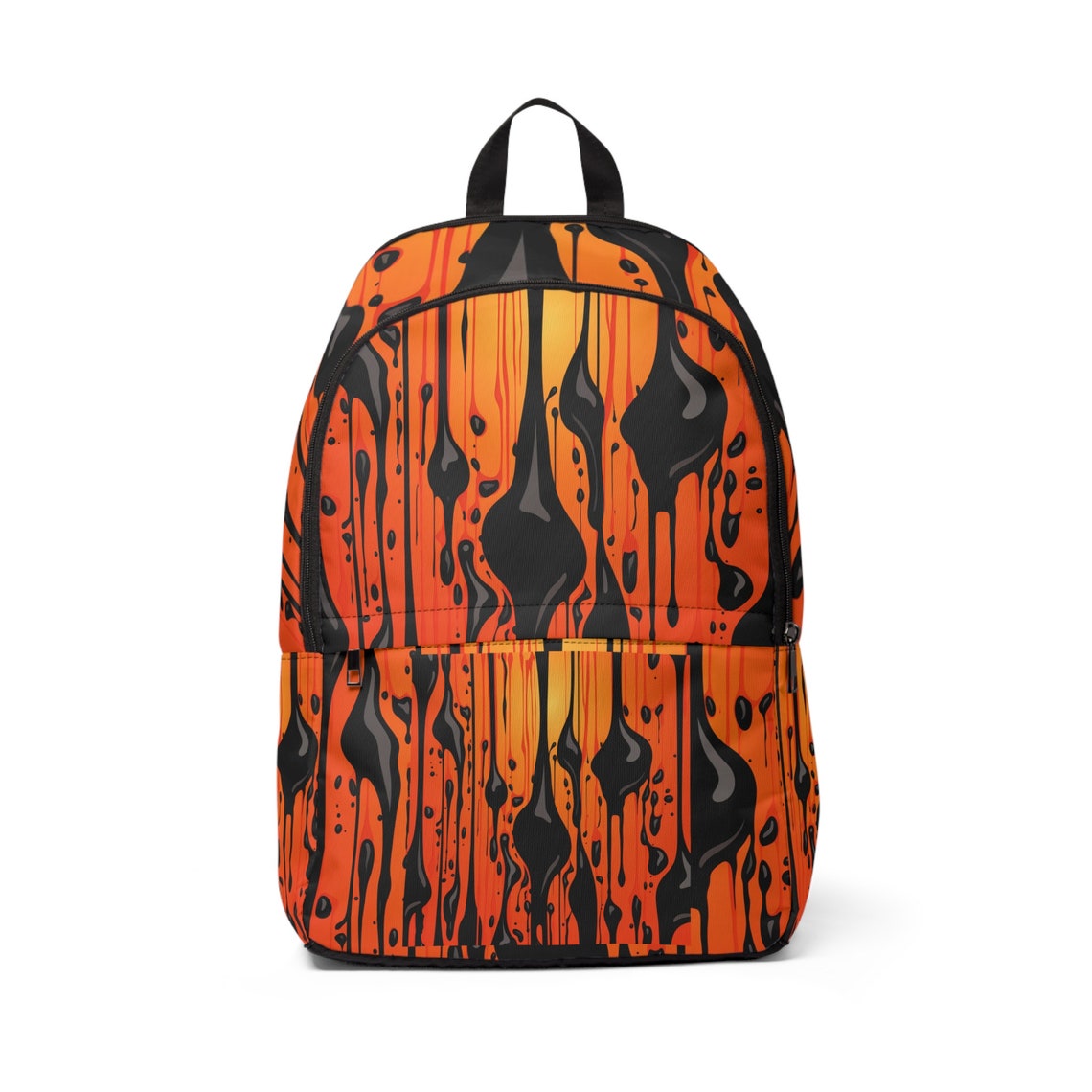 Orange and Black Drip Pattern Backpack Soft Nylon Lightweight ...