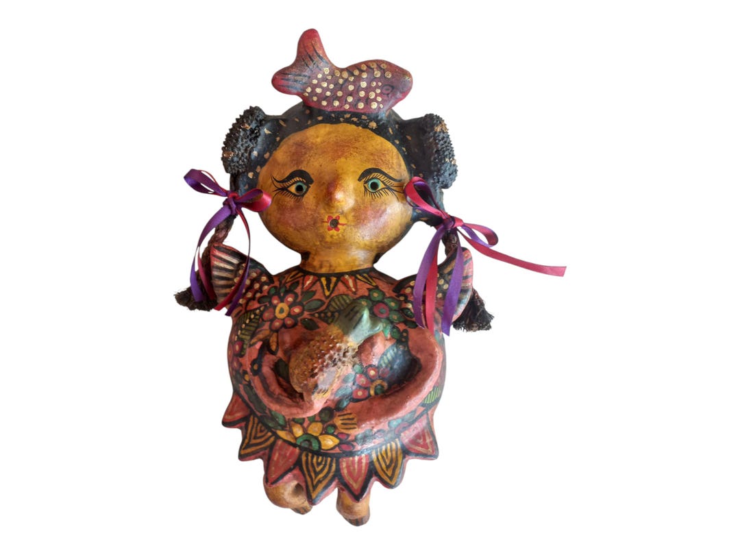 Mexican Coconut Doll. Mexican Folk Art. Wall Decoration. Home ...