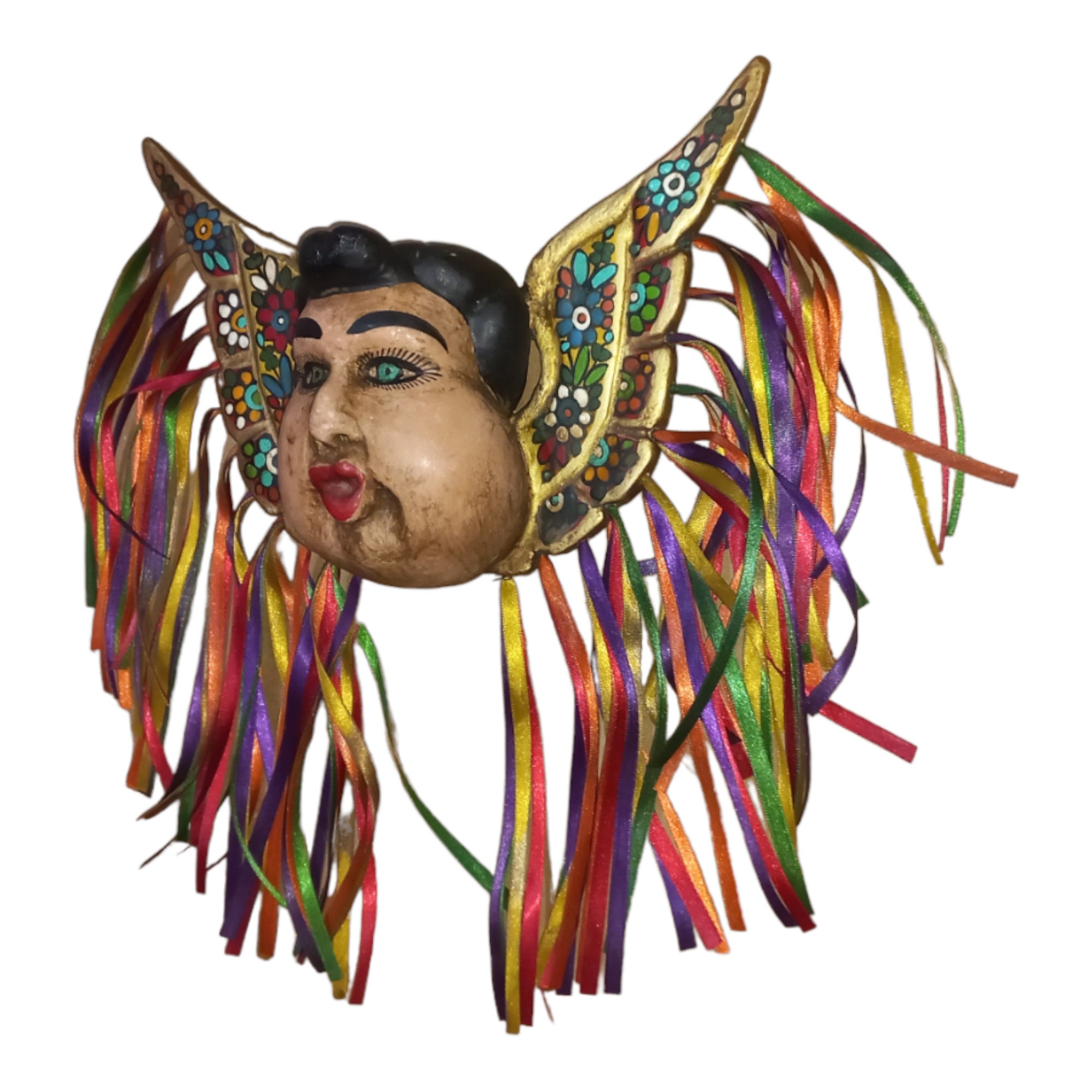 Máscara De Madera. Angel Cachetón Soplador. Arte Popular - Etsy