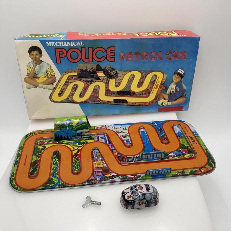 Police Car Tin Toy - Etsy
