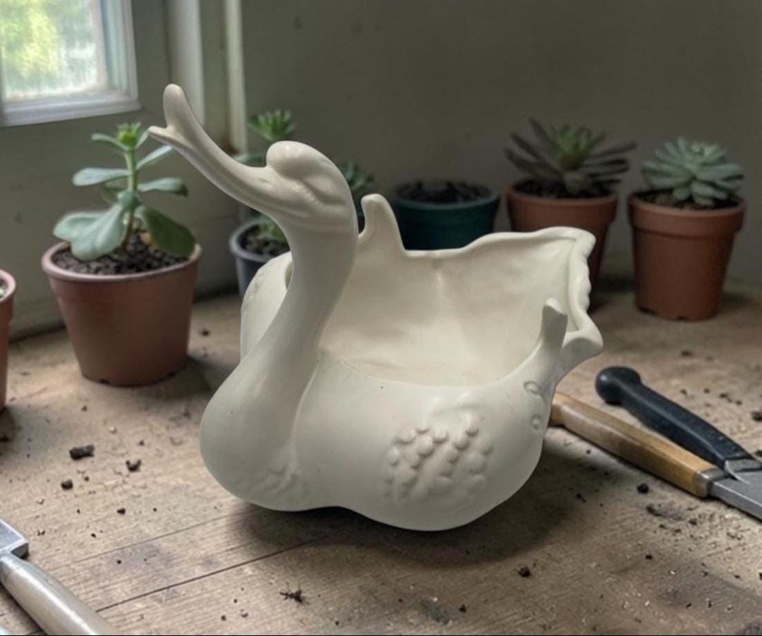 Vintage Hull Pottery Swan Planter, Ivory Glaze, Marked Hull USA 23 ...