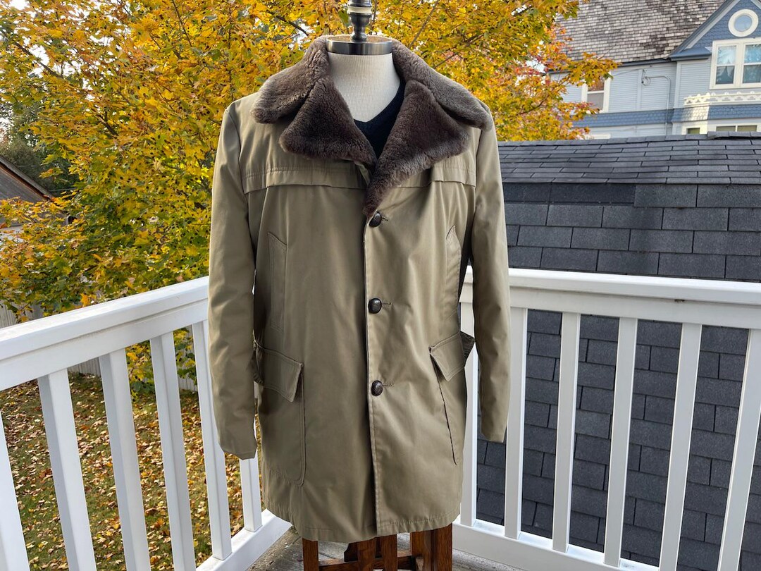 Vintage Orvis Down Filled Jacket / Coat, Shearling Collar, Made in USA ...