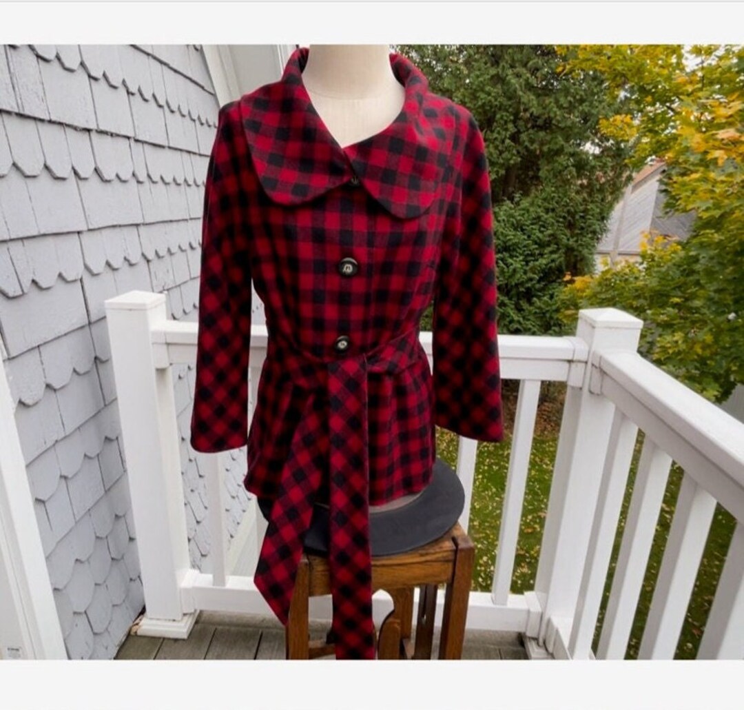 Vintage Pendleton Wool Jacket, Red, Black, Buffalo Plaid, Women’s 12 ...