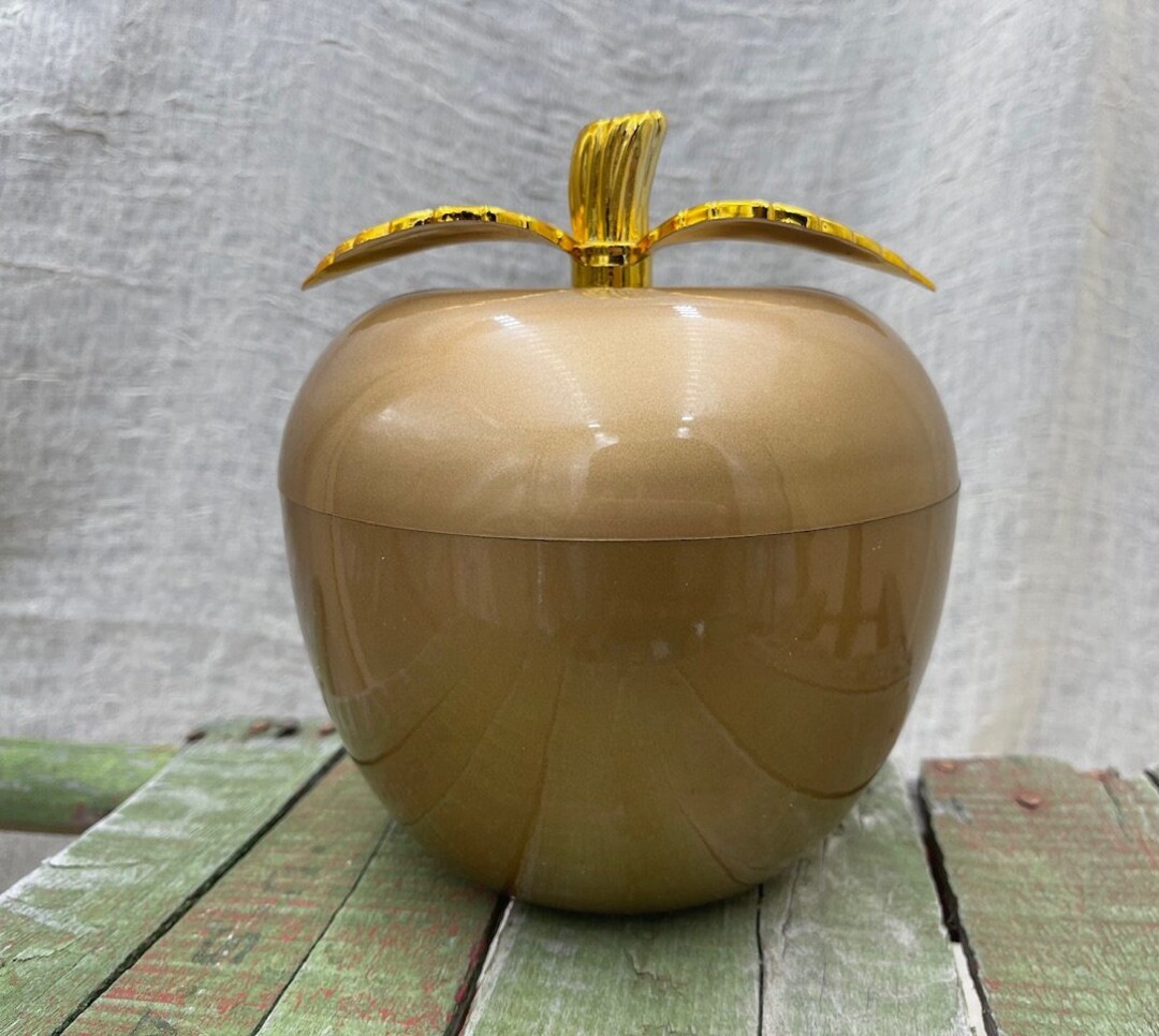 MCM Gold Apple Serving Container With Lid, Divided Plastic Insert ...