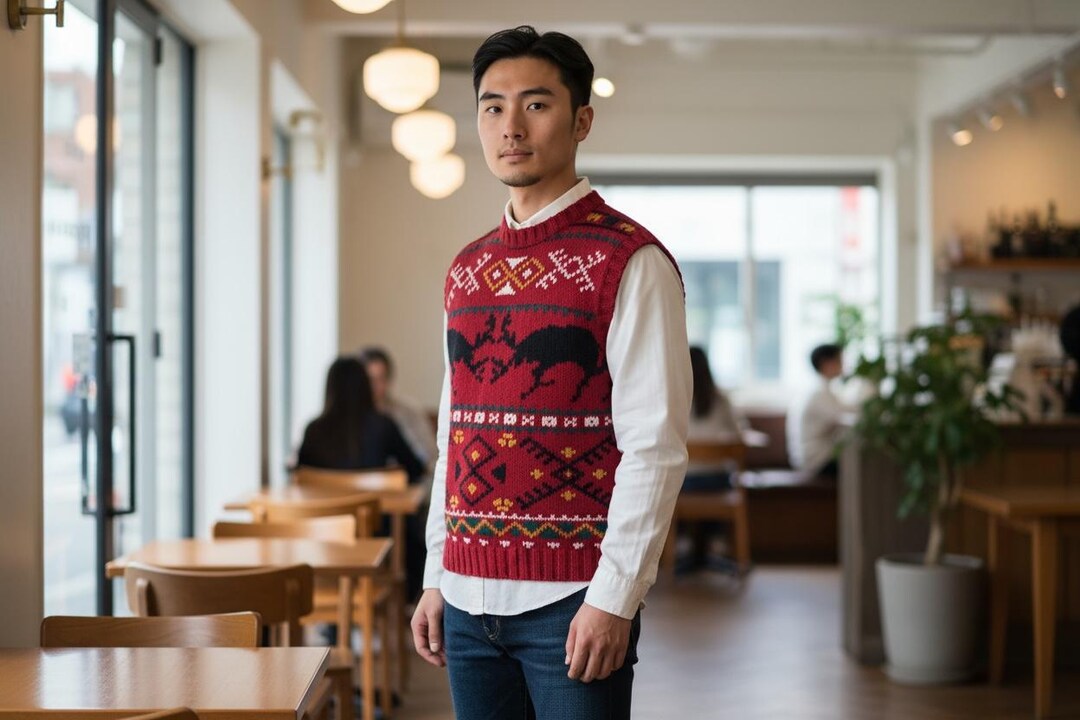 Vintage Fighting Elk Deer Wool Vest, Cambridge Dry Goods Co., Size ...