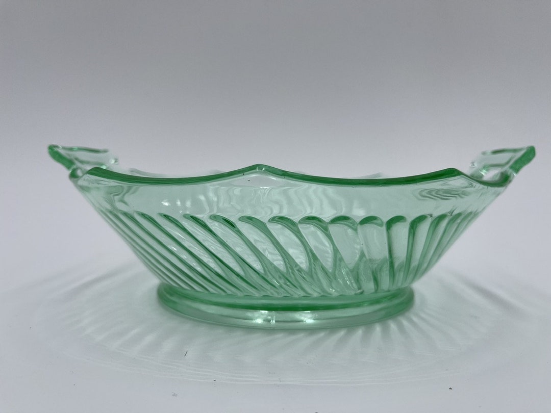 Antique Uranium Glass Bowl, 1930s, Serving Bowl With Handles ...
