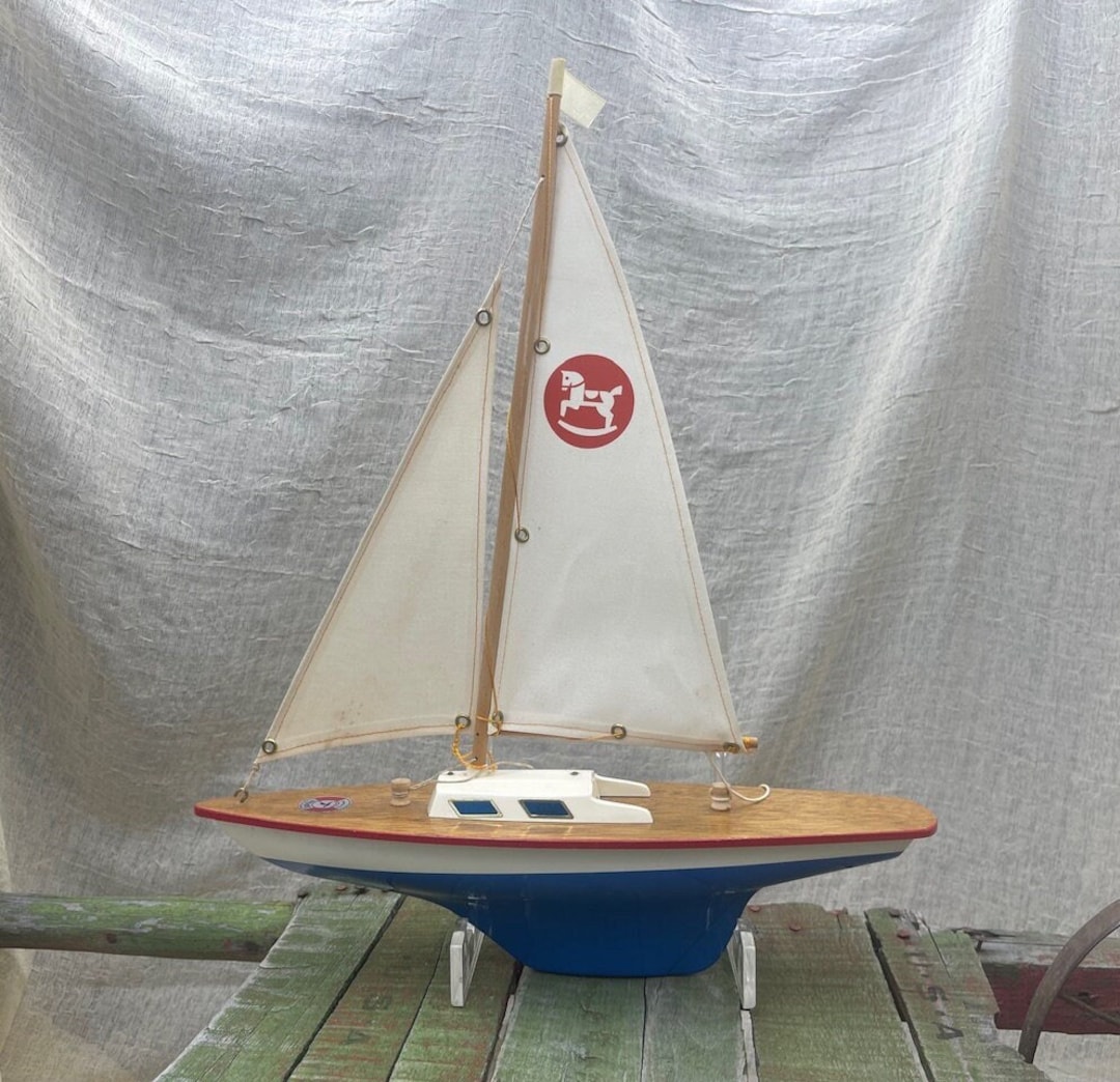 Vintage Seifert-boot Sailboat, Pond Boat, Wood, Plastic, Cloth Sail ...