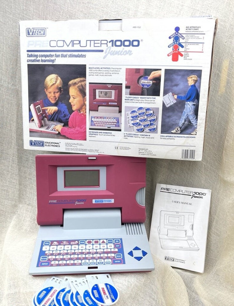 Vintage VTECH Pre Computer 1000 Junior 9 Discs Early Talking - Etsy