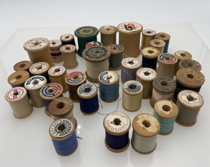 Antique Lot 38 Wooden Spools of Thread, JP Coats, Coates & Clark’s ...
