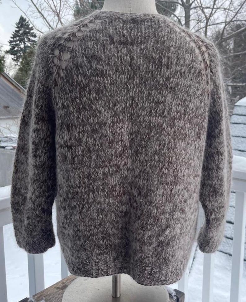 Vintage Mohair Cardigan Sweater, Brown Cream Variegated Yarn, L/XL ...