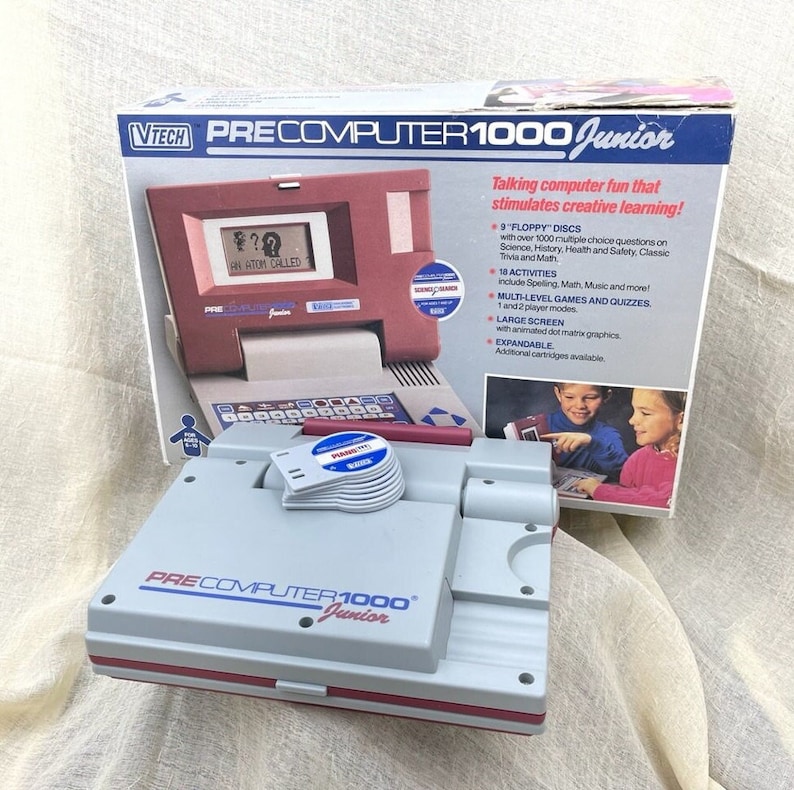 Vintage VTECH Pre Computer 1000 Junior 9 Discs Early Talking - Etsy