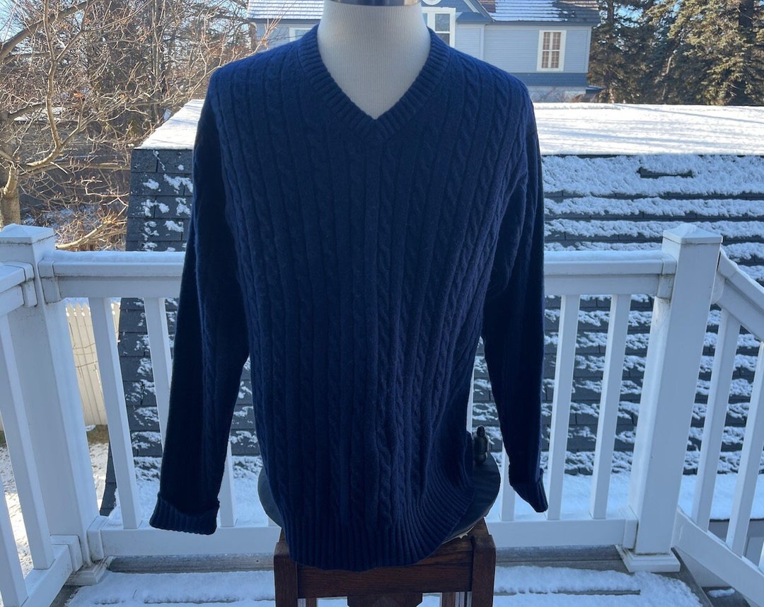 Vintage Pendleton Lambs Wool Sweater, Pullover, V-neck, Navy Blue ...