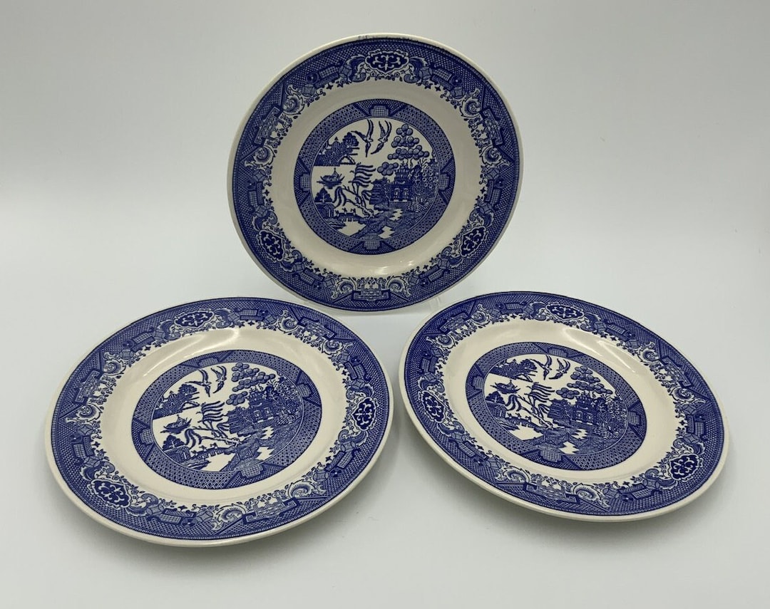 Vintage Lot Blue Willow Dinner Plates, Three, 1950s, Collectible ...