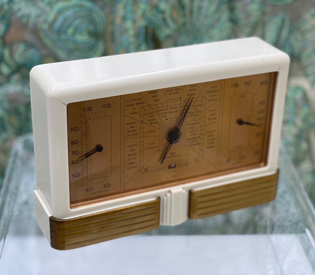Vintage Taylor Stormoguide Weather Station, Ivory Bakelite, Thermometer ...