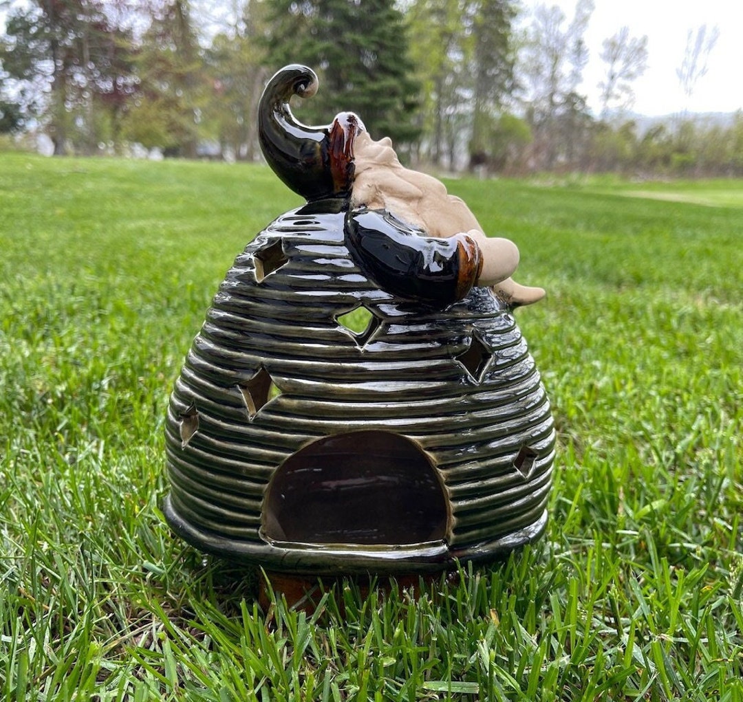 Vintage Toad House With Gnome on the Roof! Made of Glazed Pottery, Cute ...