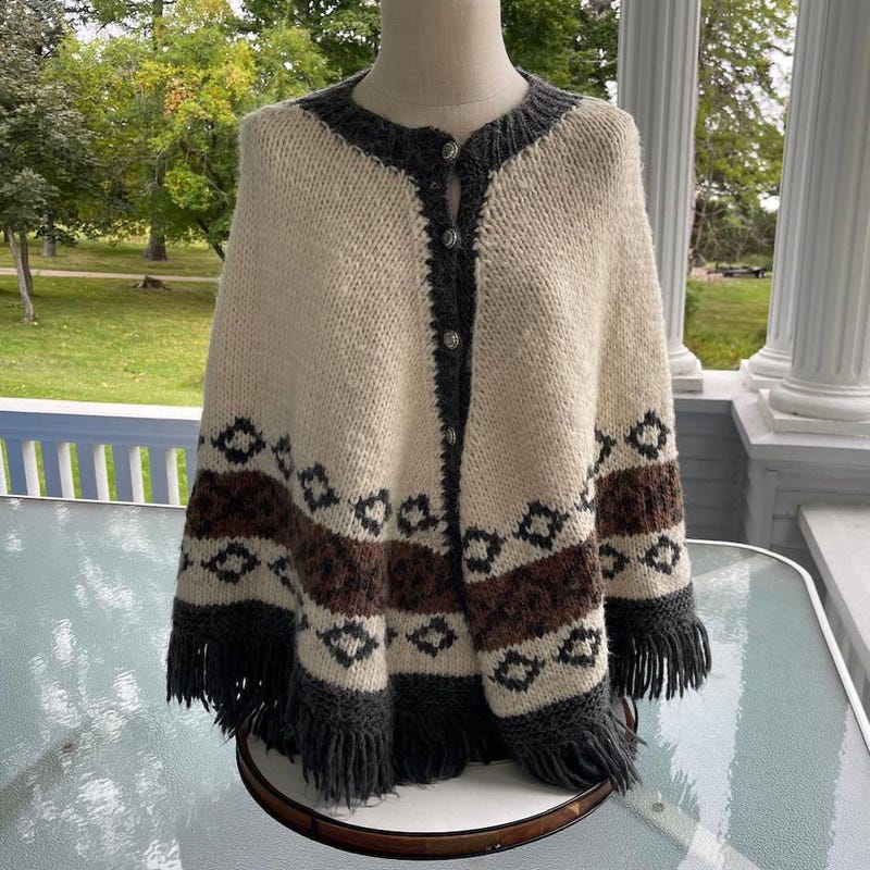 Hand Knit Poncho - Etsy
