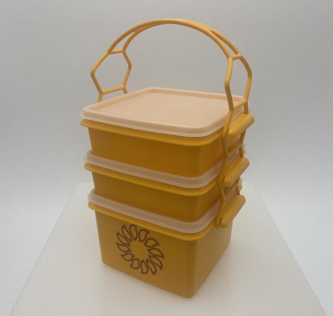 Vintage Tupperware Golden Harvest Sun Container Set, Square, 1674-6 ...