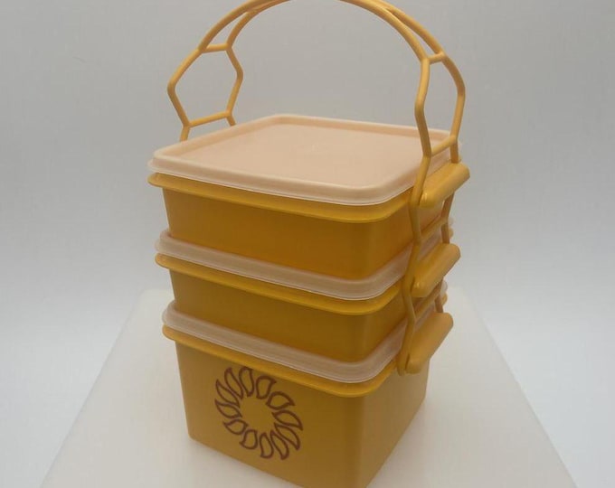 Vintage Tupperware Golden Harvest Sun Container Set, Square, 1674-6 ...