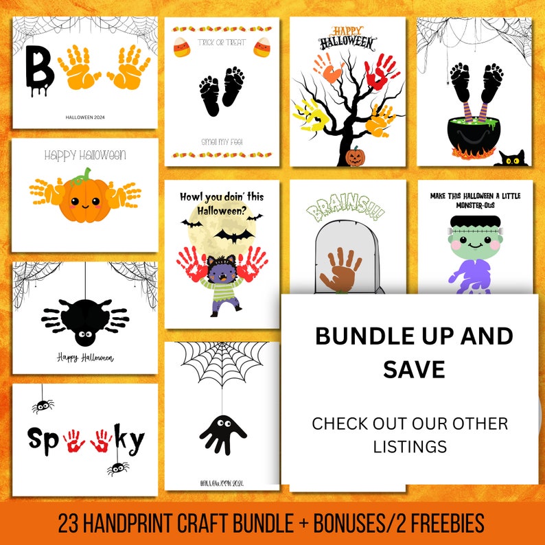 Halloween Handprint Art Bundle, Boo Handprint, Baby Footprint, Daycare ...