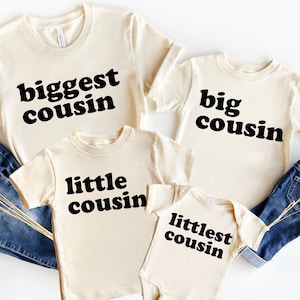 Big Cousin Little Cousin Shirts, Matching Cousin Crew Shirts, Pregnancy Reveal, Neutral New Baby ...