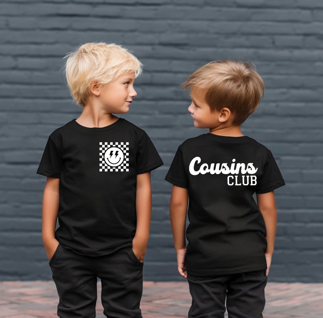 Big Cousin Shirt, Matching Cousins Club Tees, Smiley Checkered Design ...