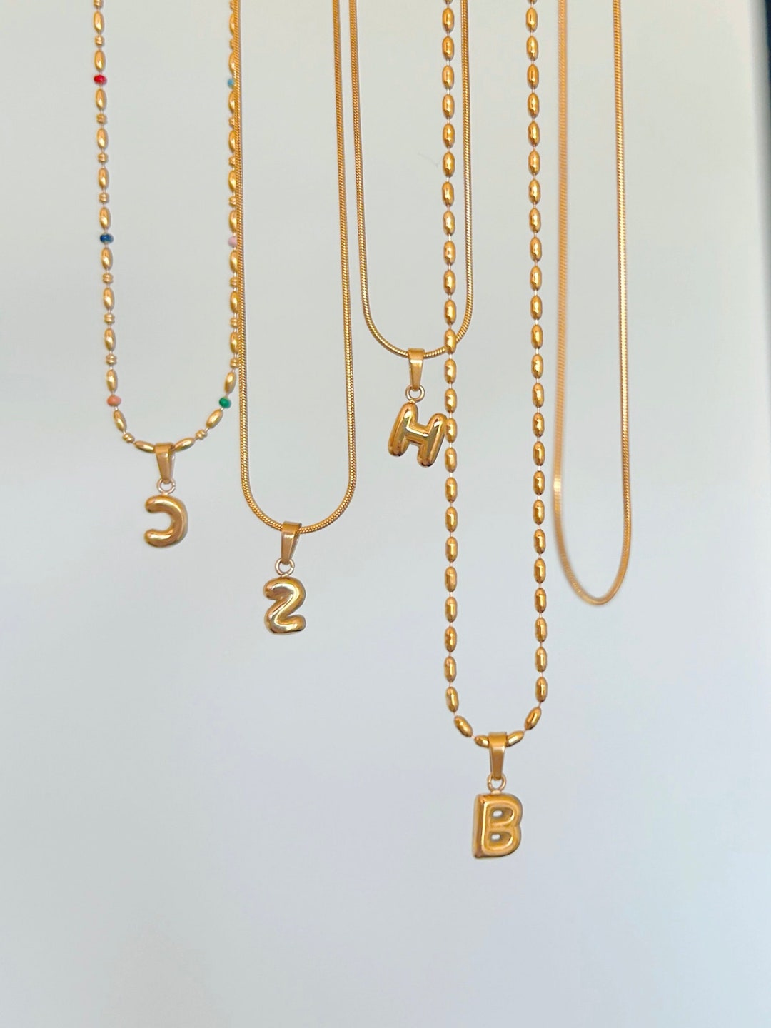 Gold Dainty Initial Necklace, Waterproof Tiny Initial Necklace, Custom ...