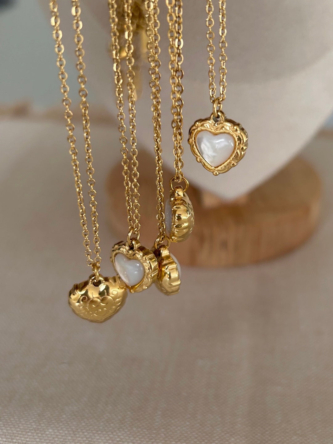 Gold Heart Necklace, Waterproof Tarnish Resistant Necklace, Mother of ...