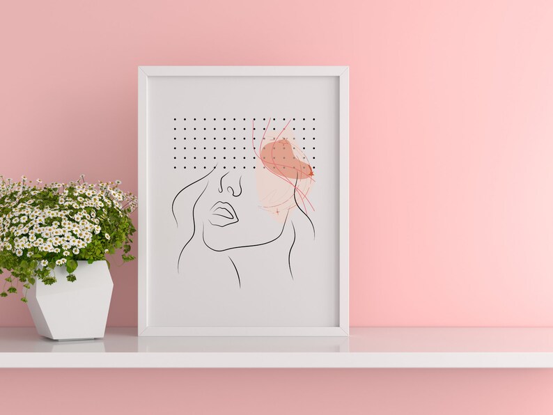 Abstract Boho Art Face Print Woman Face Line Drawing - Etsy