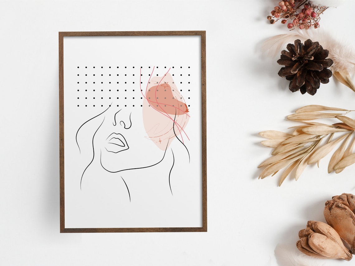 Abstract Boho Art Face Print Woman Face Line Drawing - Etsy