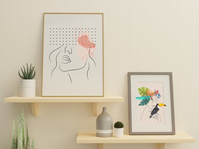 Abstract Boho Art Face Print Woman Face Line Drawing - Etsy