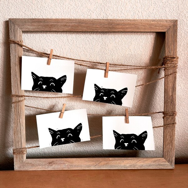Cat Block Print - Etsy