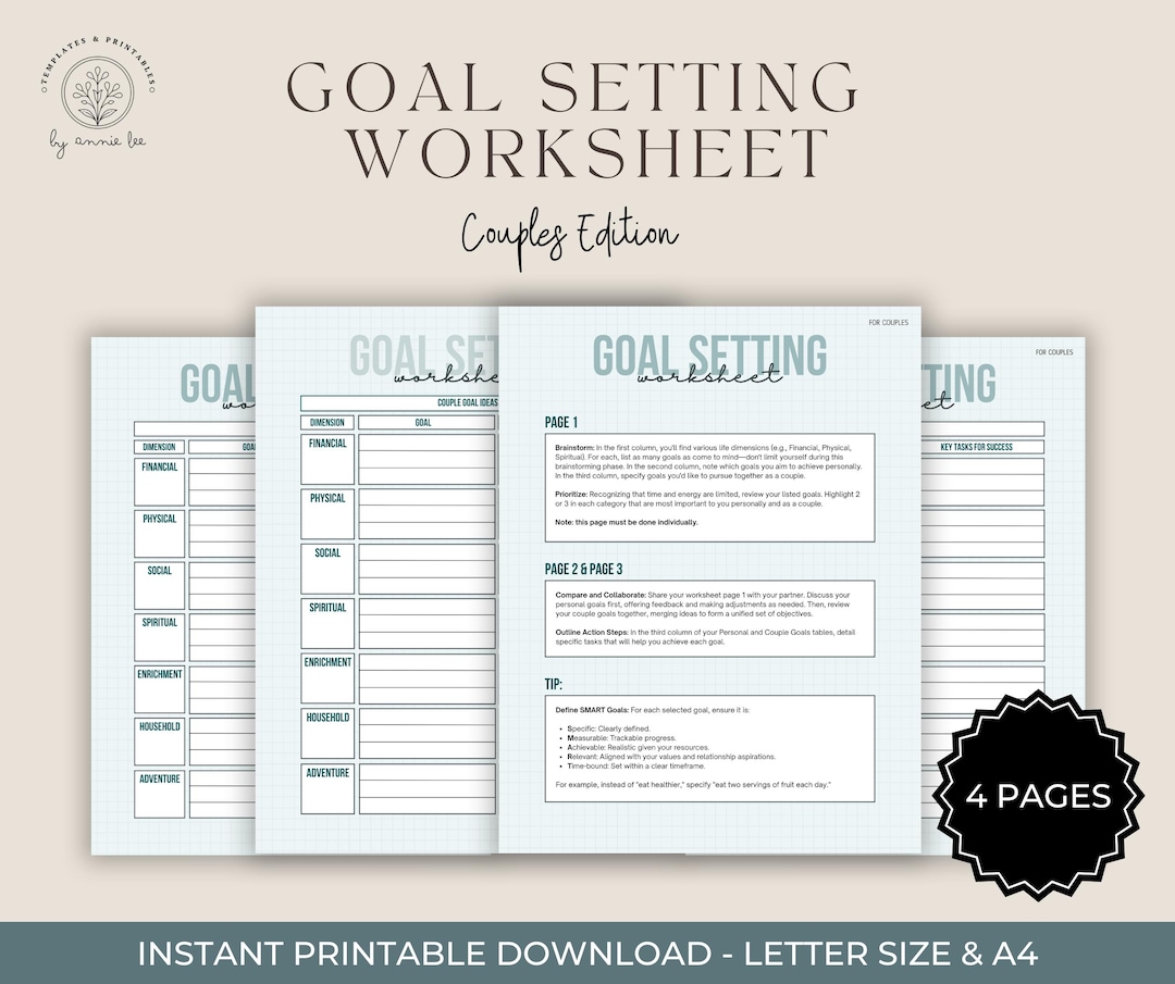 Goal Setting for Couples Couple Planning Printable Worksheet ...