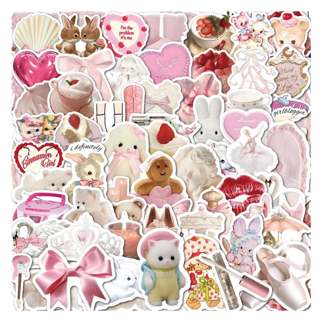 Coquette Girl Pink Stickers 30 or 60 Pcs/set Cute Stickers Craft Laptop ...